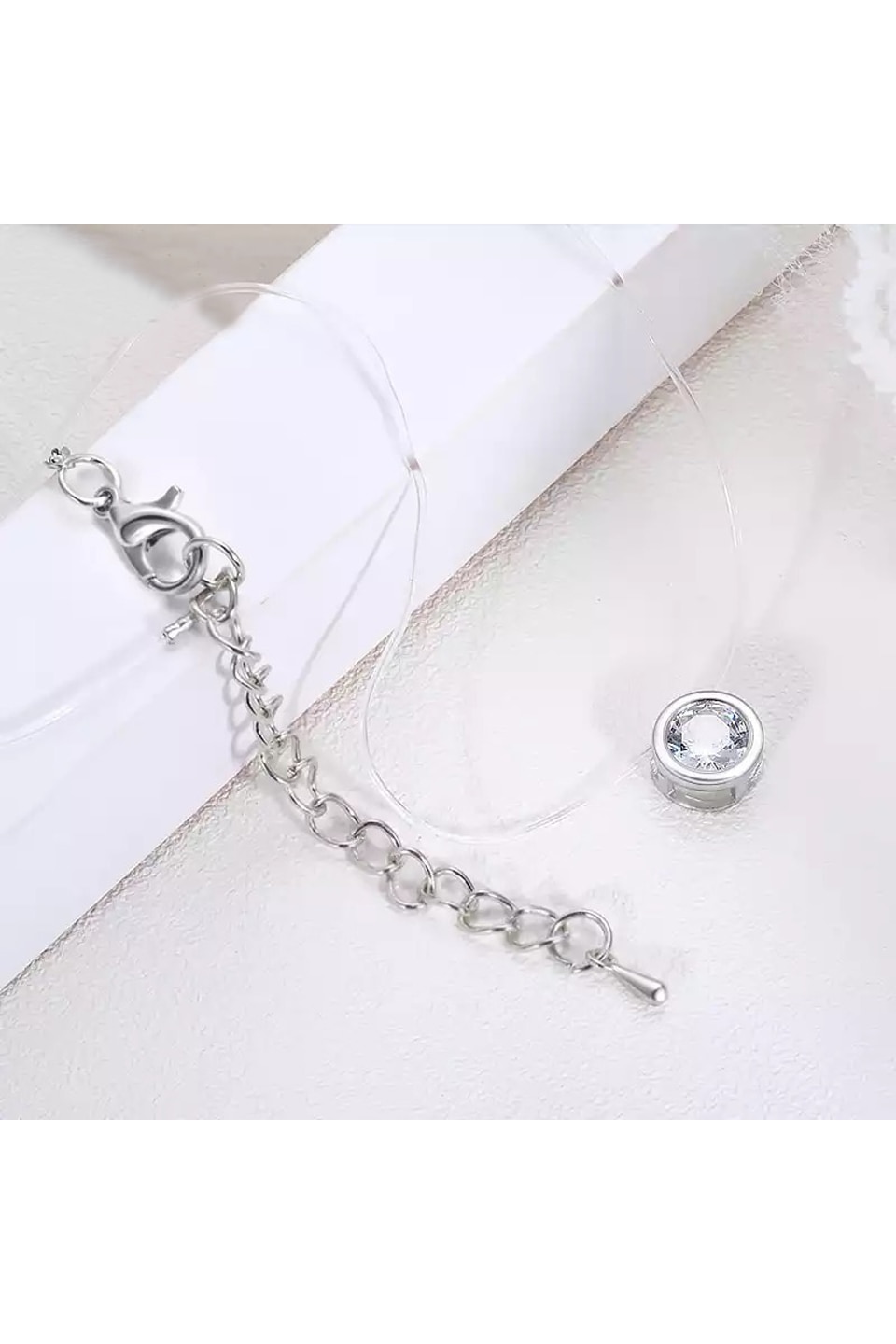 Colier - Chocker Cristal Rutond-adgebass argintiu cu Guta Elastica ...