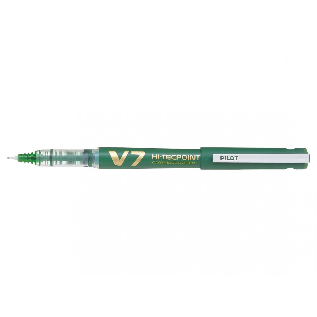 Ролер Pilot V7 Hi-Tecpoint, Презареждащ, 0.7 мм, Зелен - eMAG.bg