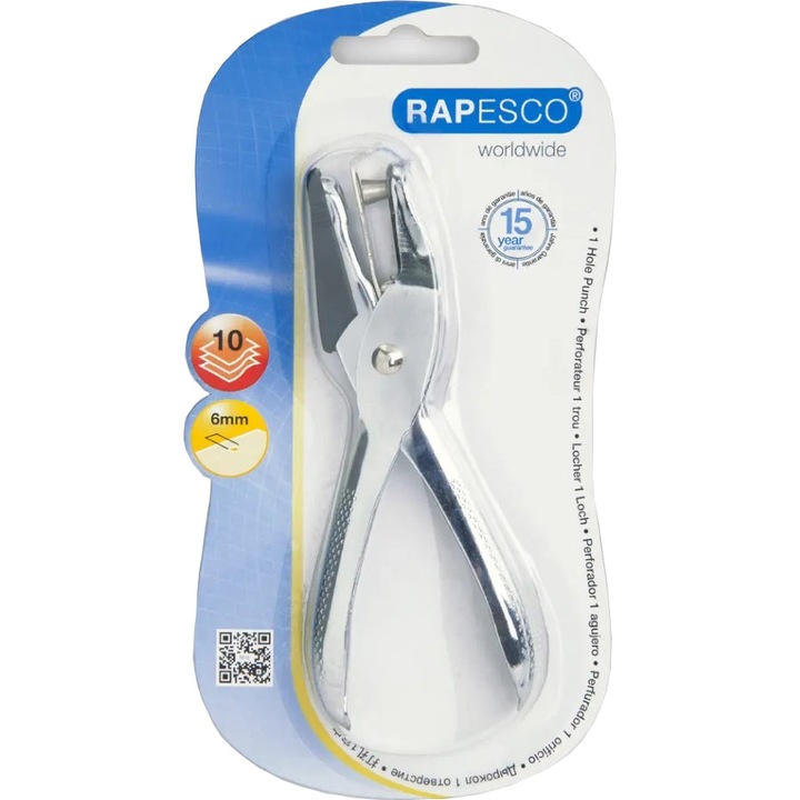Perforator Metalic Rapesco, 1 Perforatie, 10 Coli, Argintiu - eMAG.ro