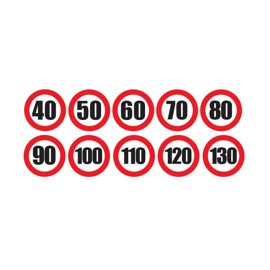 Set Sticker Autocolant limita viteza 40Km/H 50Km/H 60Km/H 70Km/H 80Km/H ...