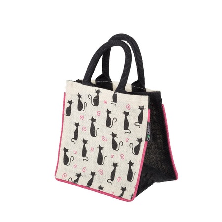 Geanta din iuta TOSSA AB 45, Pisici, alb/negru - eMAG.ro