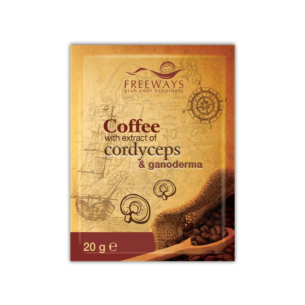 Pachet 2 x cutii Cafea terapeutica cu extract de Cordyceps si Ganoderma ...