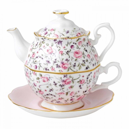 Set "Tea for one" (Ceasca cu farfurie + Ceainic) ROSE CONFETTI Royal ...