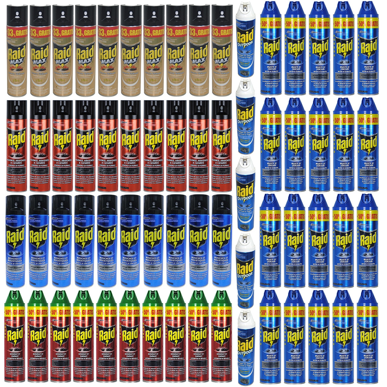 Pachet (65 RAID) - 10 x Spray gandaci si furnici, 700ml + 20 x Spray ...
