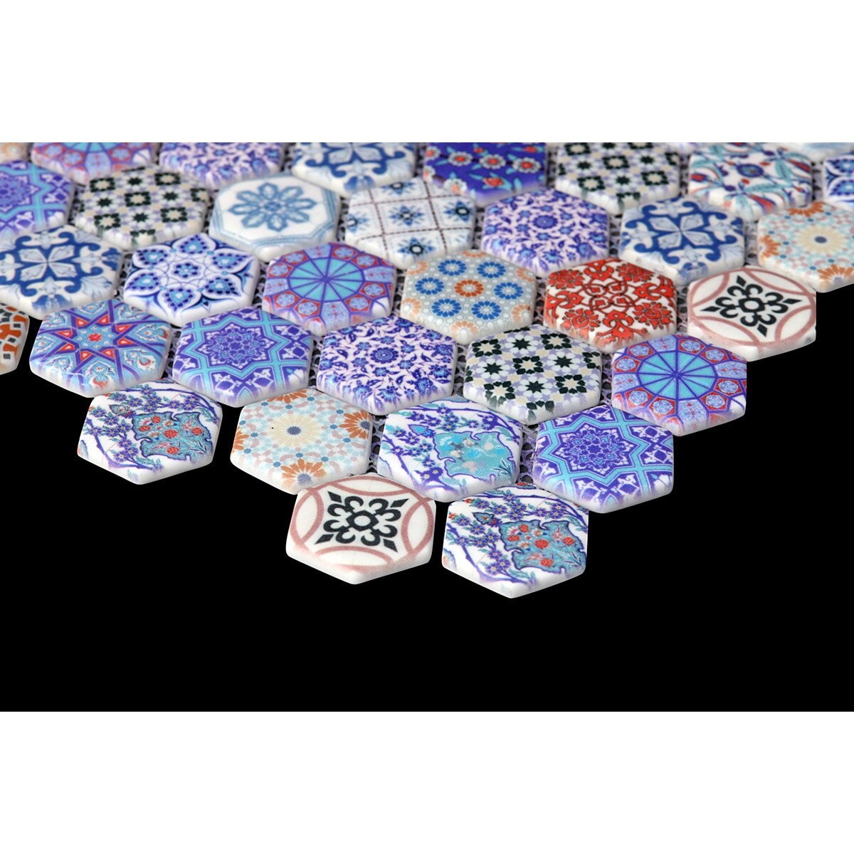 Mozaic sticla Top Mosaic, format hexagonal printat digital, Multicolor ...