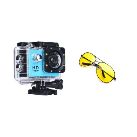 Camera albastra video sport Full HD, waterproof, ecran 2.0 inch + CADOU ...