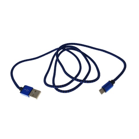 Кабел USB 2.0 към microUSB, текстилно покритие, 120см, син с черно ...