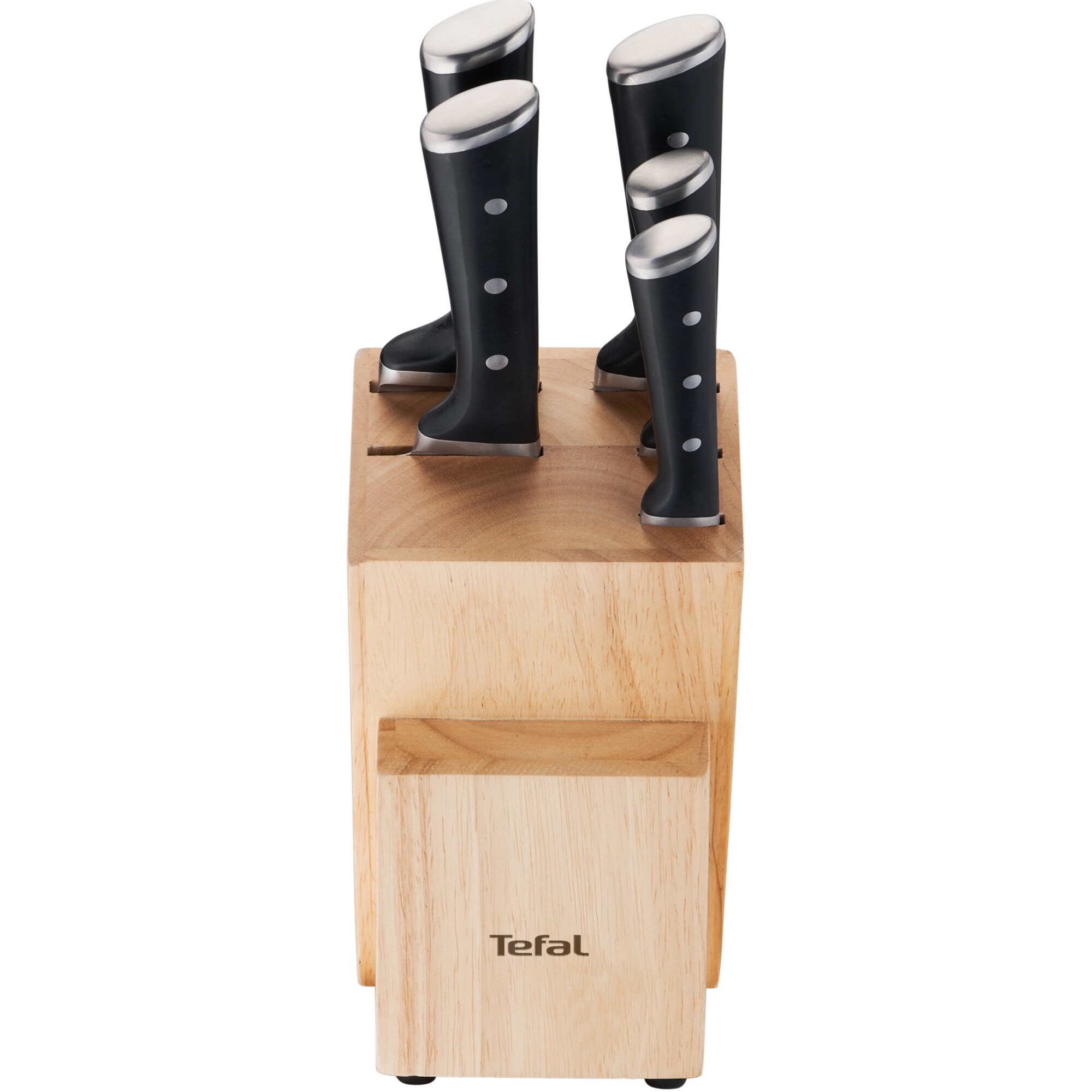 Set de 5 cutite Tefal Ice Force, suport lemn, cutit paine 20 cm ...