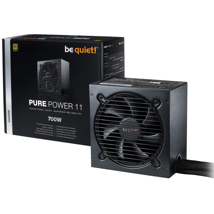 Sursa be quiet! Pure Power 11, 80 PLUS® Gold, 700W, PFC Activ, DC-to-DC ...