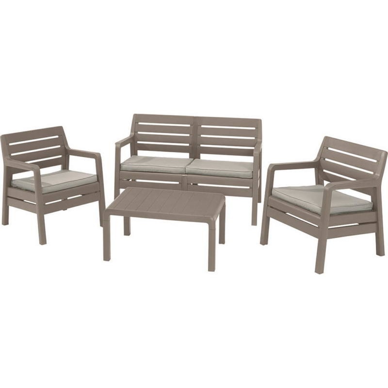 Set mobilier gradina ALLIBERT Delano, 4 piese, crem - eMAG.ro