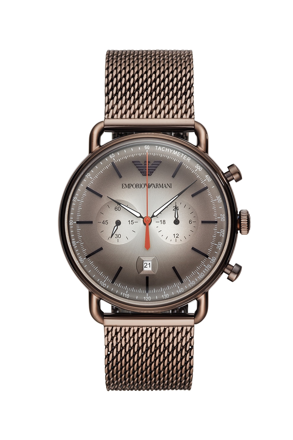 Emporio Armani, Часовник с мрежеста верижка, Бронз - eMAG.bg