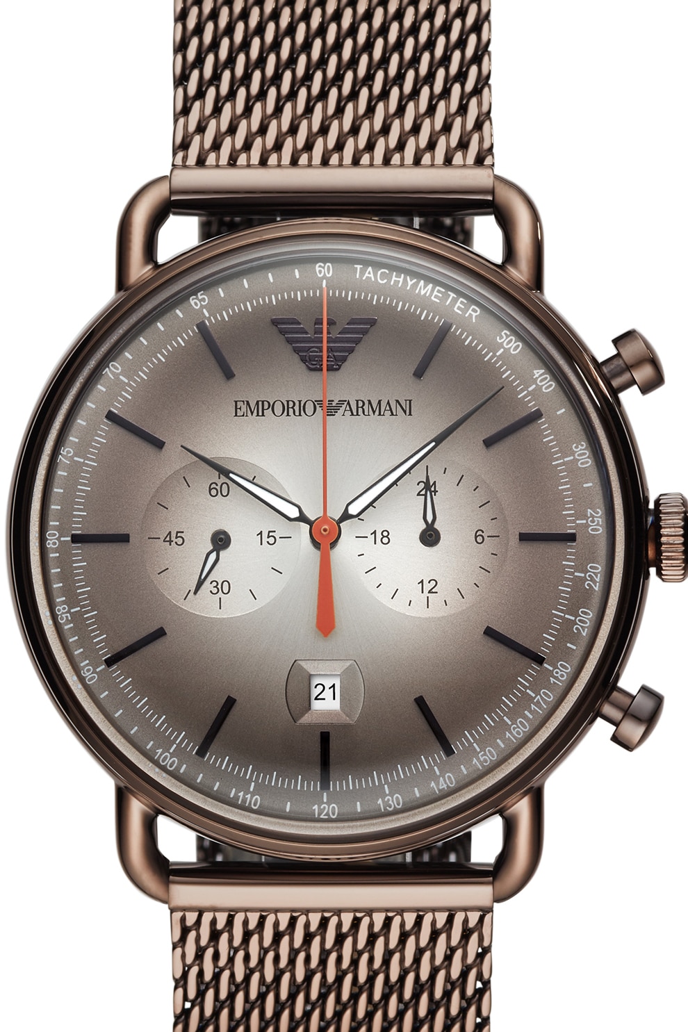 Emporio Armani, Часовник с мрежеста верижка, Бронз - eMAG.bg