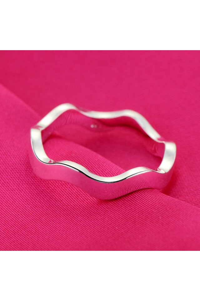 Inel Placat cu argint, veriga simpla in valuri, 17 - eMAG.ro