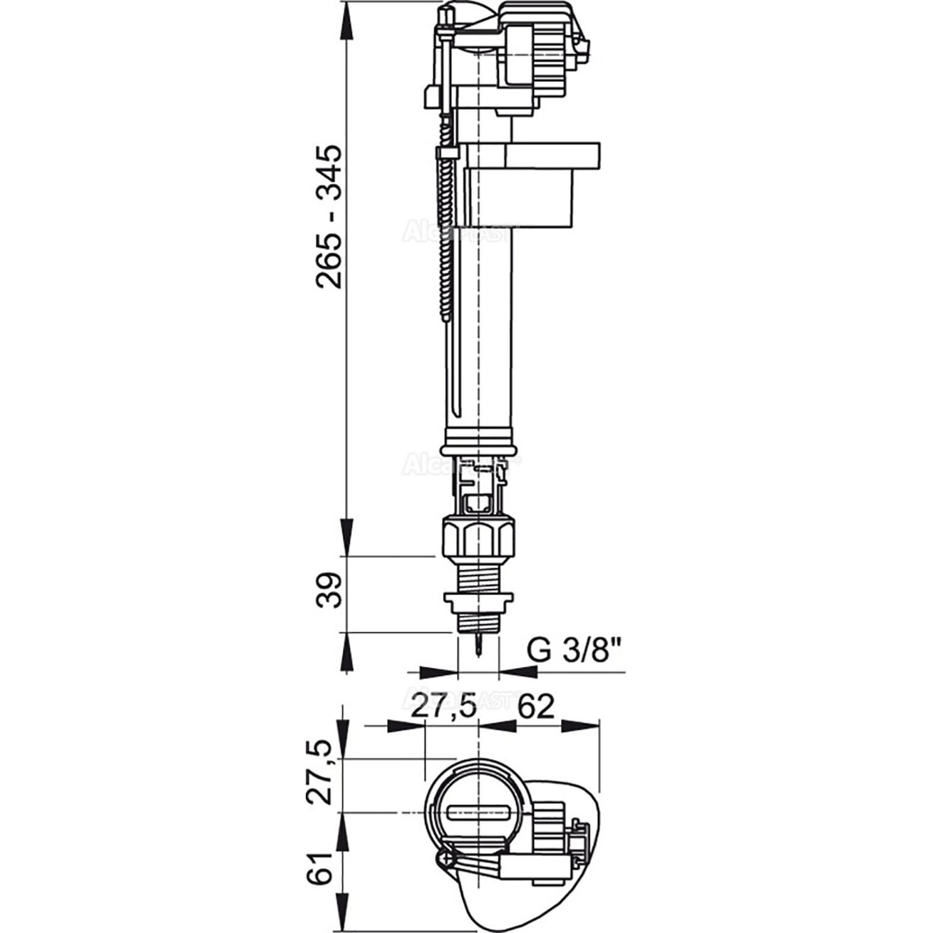 Flotor WC cu plutitor alama 3/8" AlcaPlast A18, Alimentare de jos - eMAG.ro