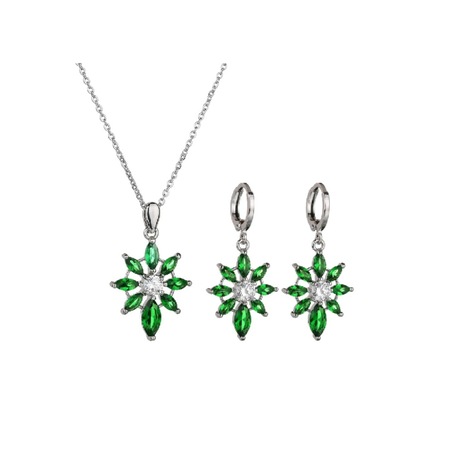 Комплект Kelan, Сребро, Кристали Сваровски, Изумруд, Green Force - eMAG.bg