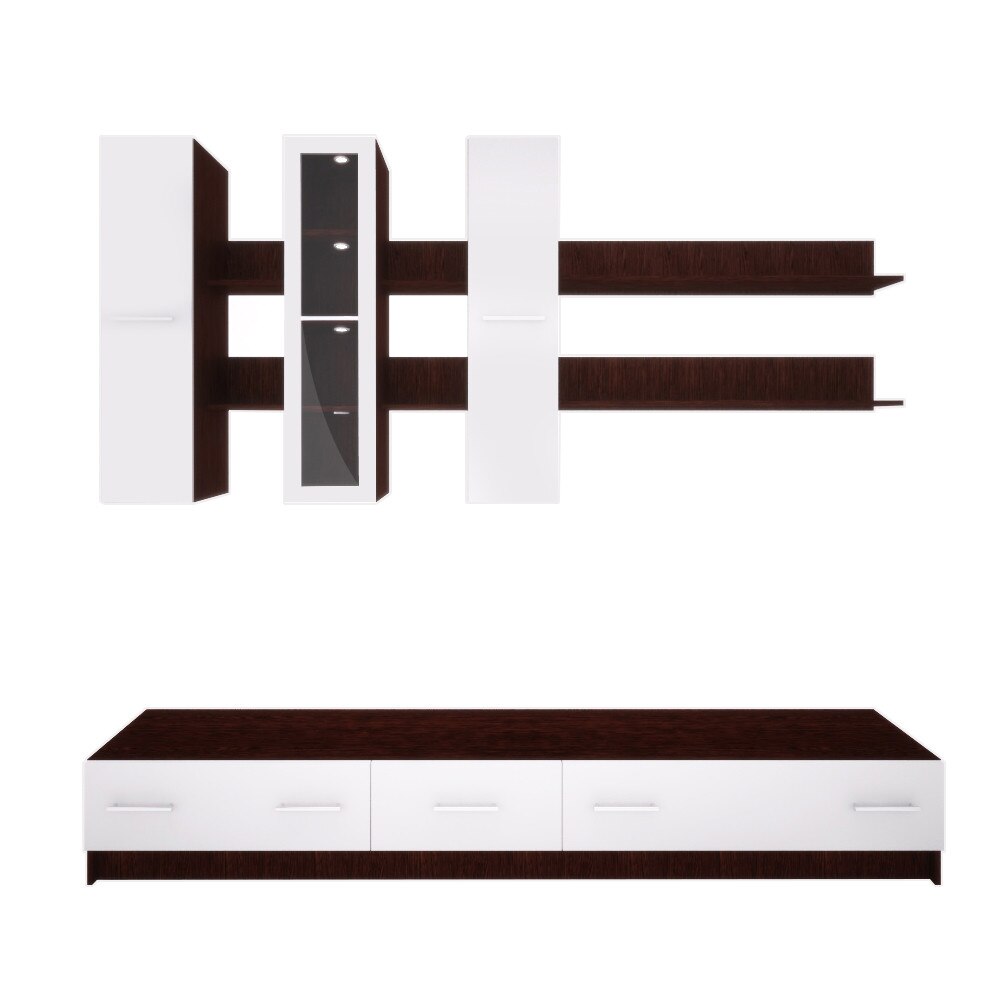 Set Mobila Living Georgiana, wenge+alb, 270x210x40 - eMAG.ro