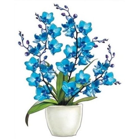 Sticker pentru geam, Orhidee albastra in ghiveci mare, 36 x 27 cm - eMAG.ro