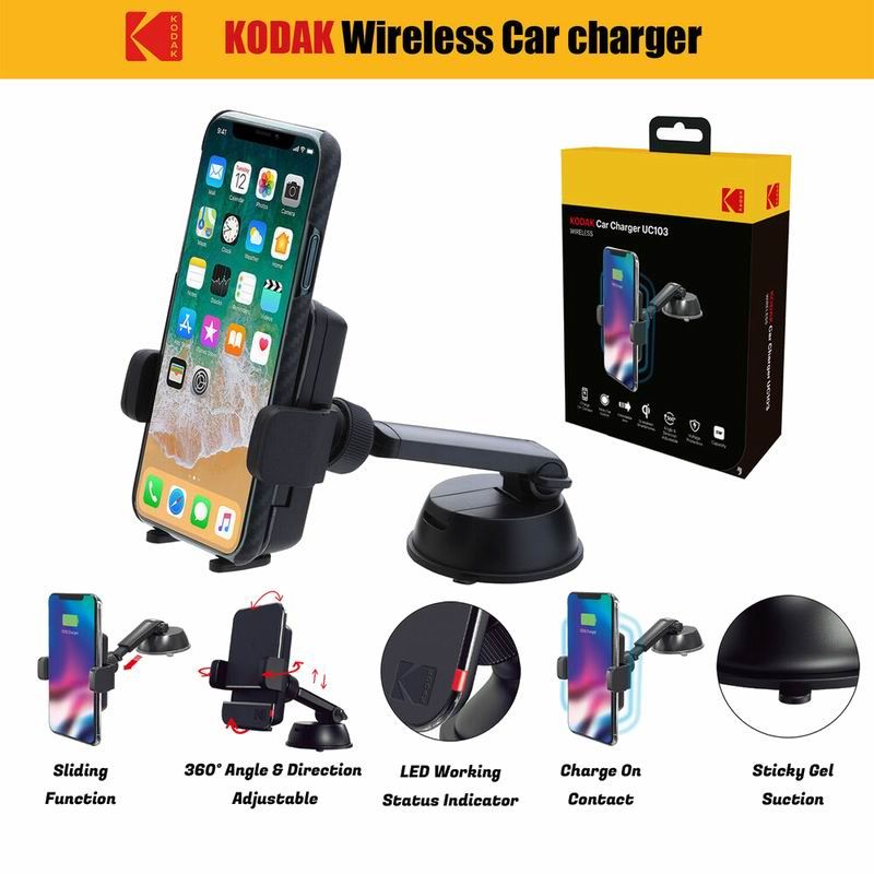 Suport telefon cu incarcare fara fir, wireless, cu ventuza UC103 Kodak ...