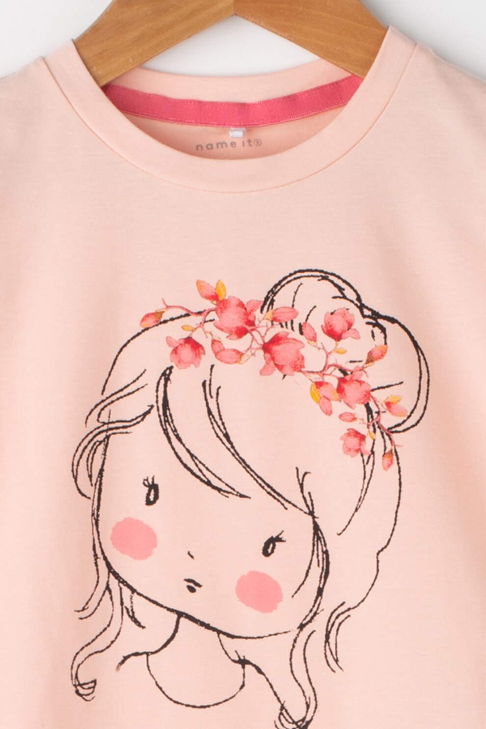NAME IT, Тениска Fisine от органичен памук с щампа, Пастелнорозов, 116 ...