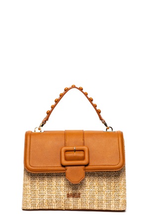 Basile, Geanta cu bareta pentru umar si aspect tesut Narciso, Maro ...