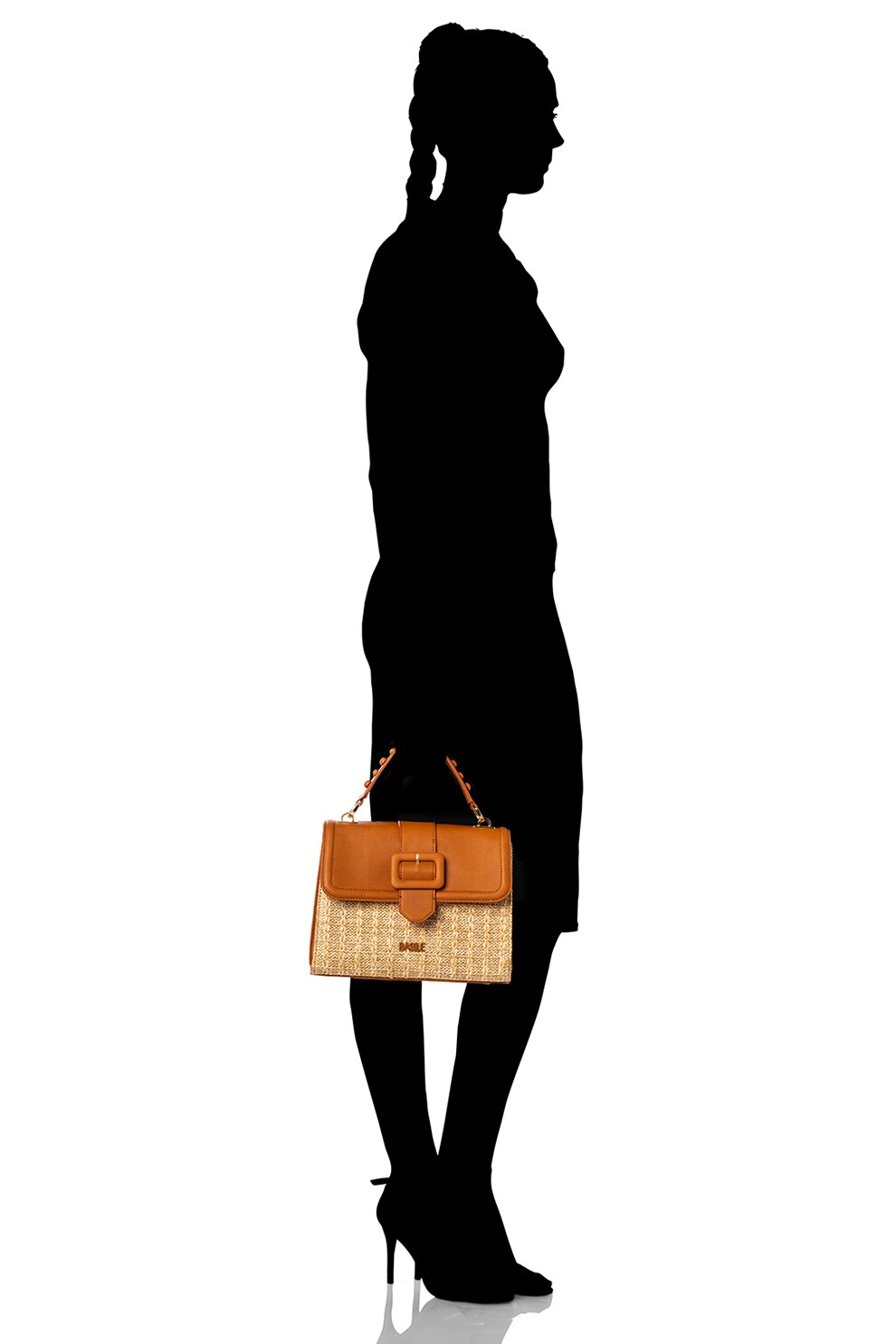 Basile, Geanta cu bareta pentru umar si aspect tesut Narciso, Maro ...