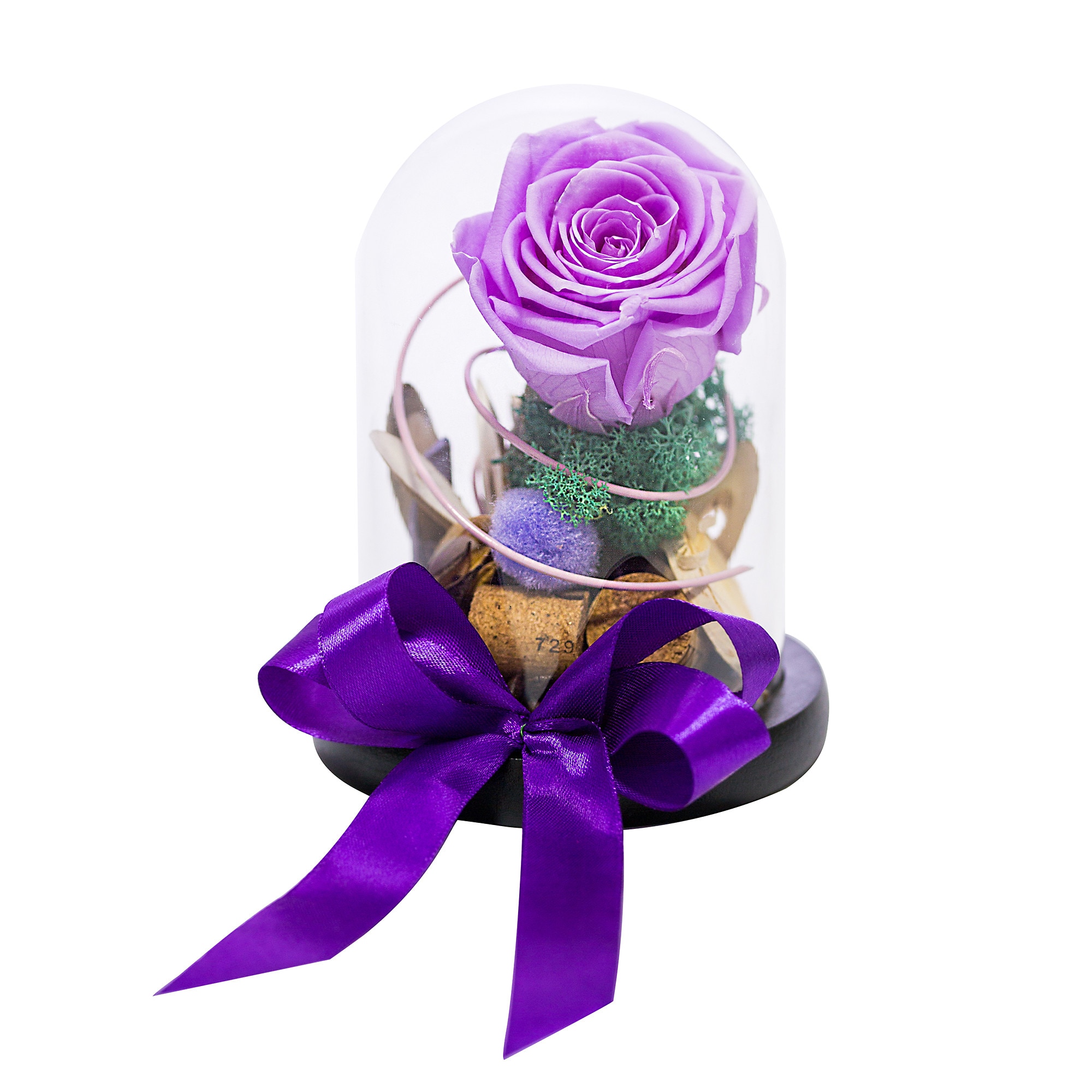Trandafir Criogenat mov in cupola de sticla cu funda Mov ,Maroon Lotus ...