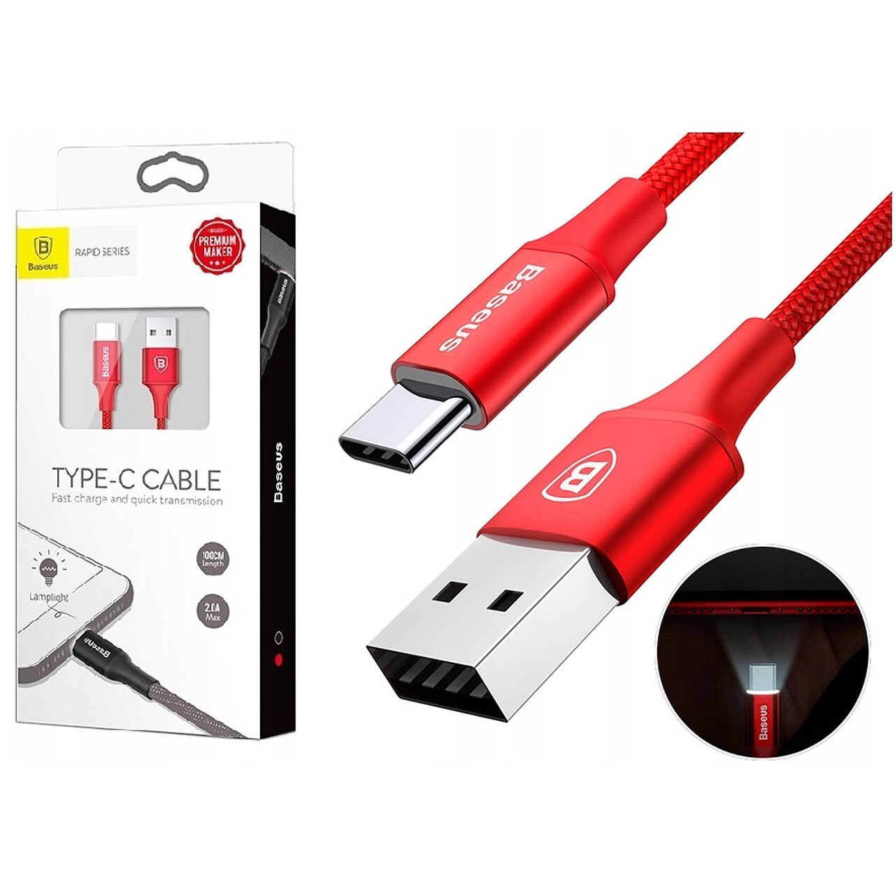 Baseus CATSU-C09 Rapid Series USB Type-C 2m piros kábel - eMAG.hu