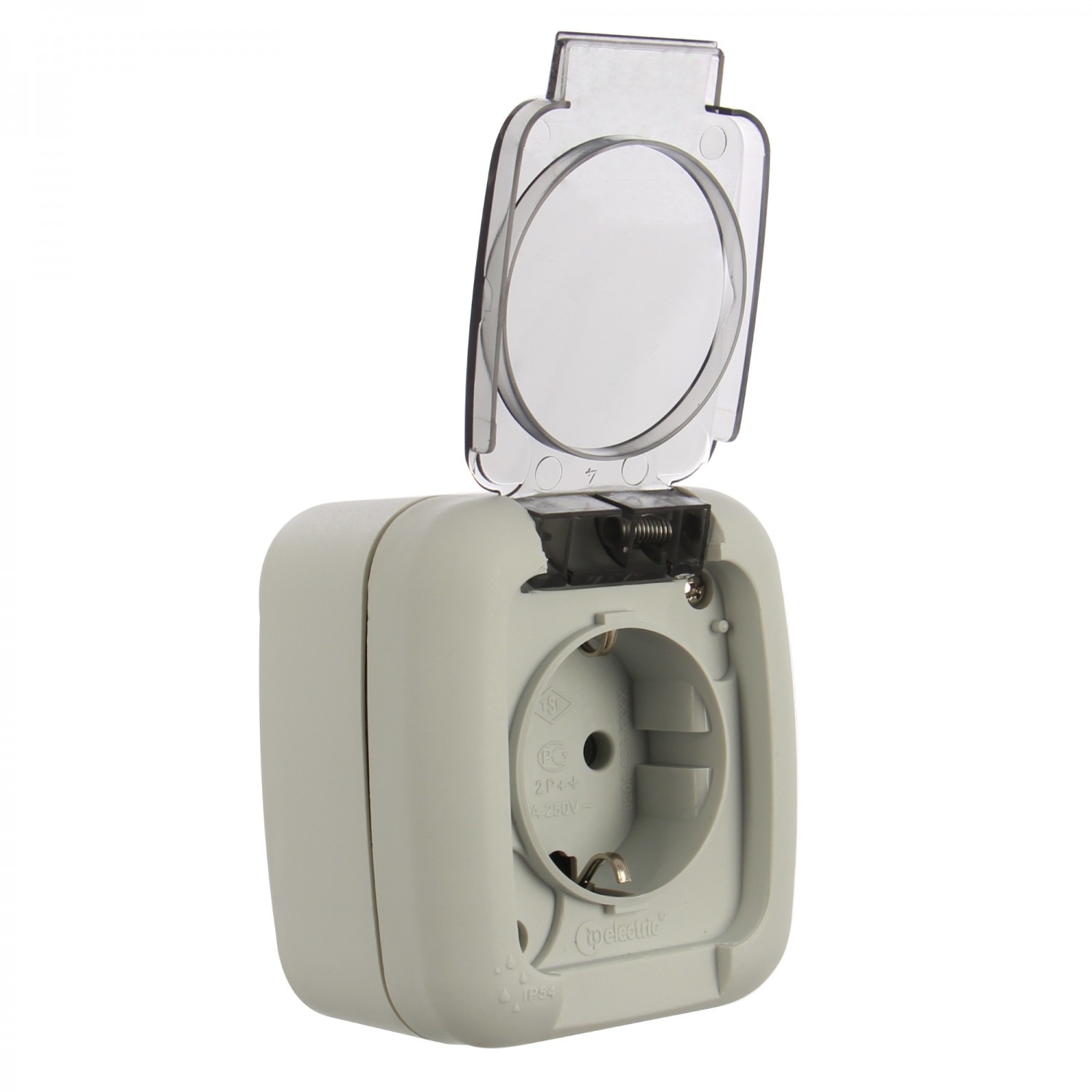 Priza Comtec, aparenta, simpla, rama inclusa, cu capac, contact de ...