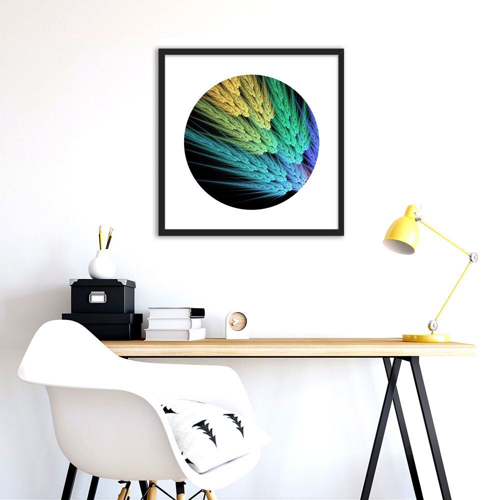 Tablou cu Rama de lemn neagra Spic De Grau Colorat Abstract Arta ...