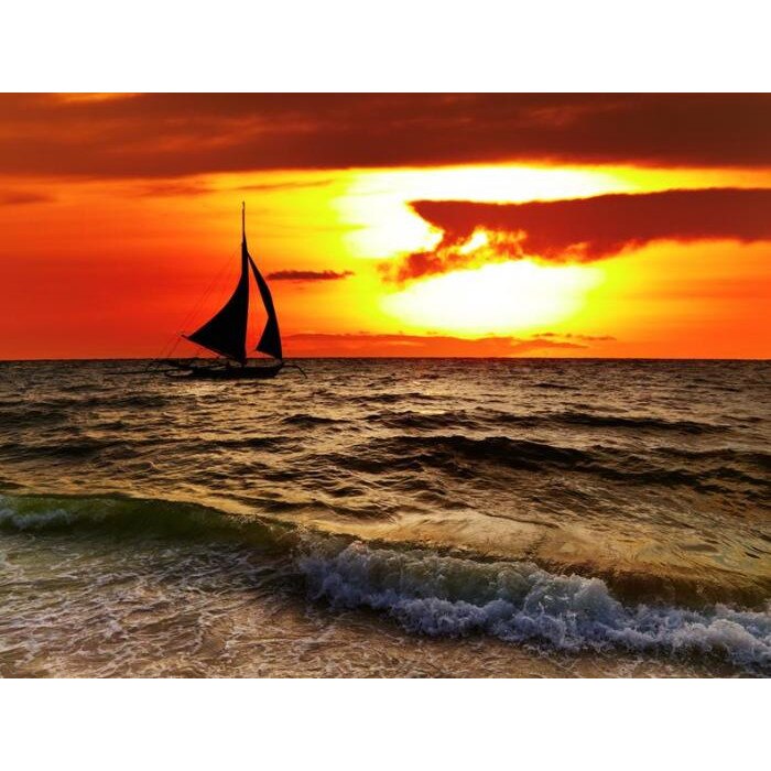Tablou forex, Nava in apus, color, 120cm x 80cm - eMAG.ro