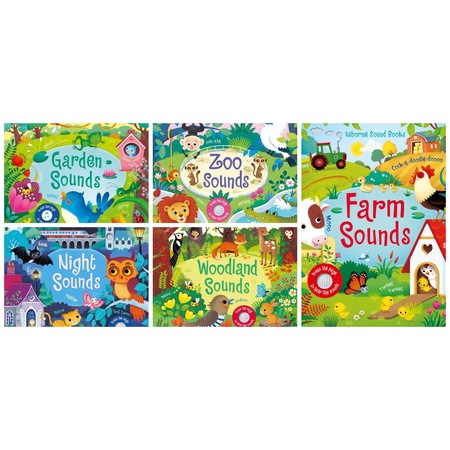 Colectie de 5 carti cu sunete Ferma, Zoo, Padure, Noapte si Gradina ...