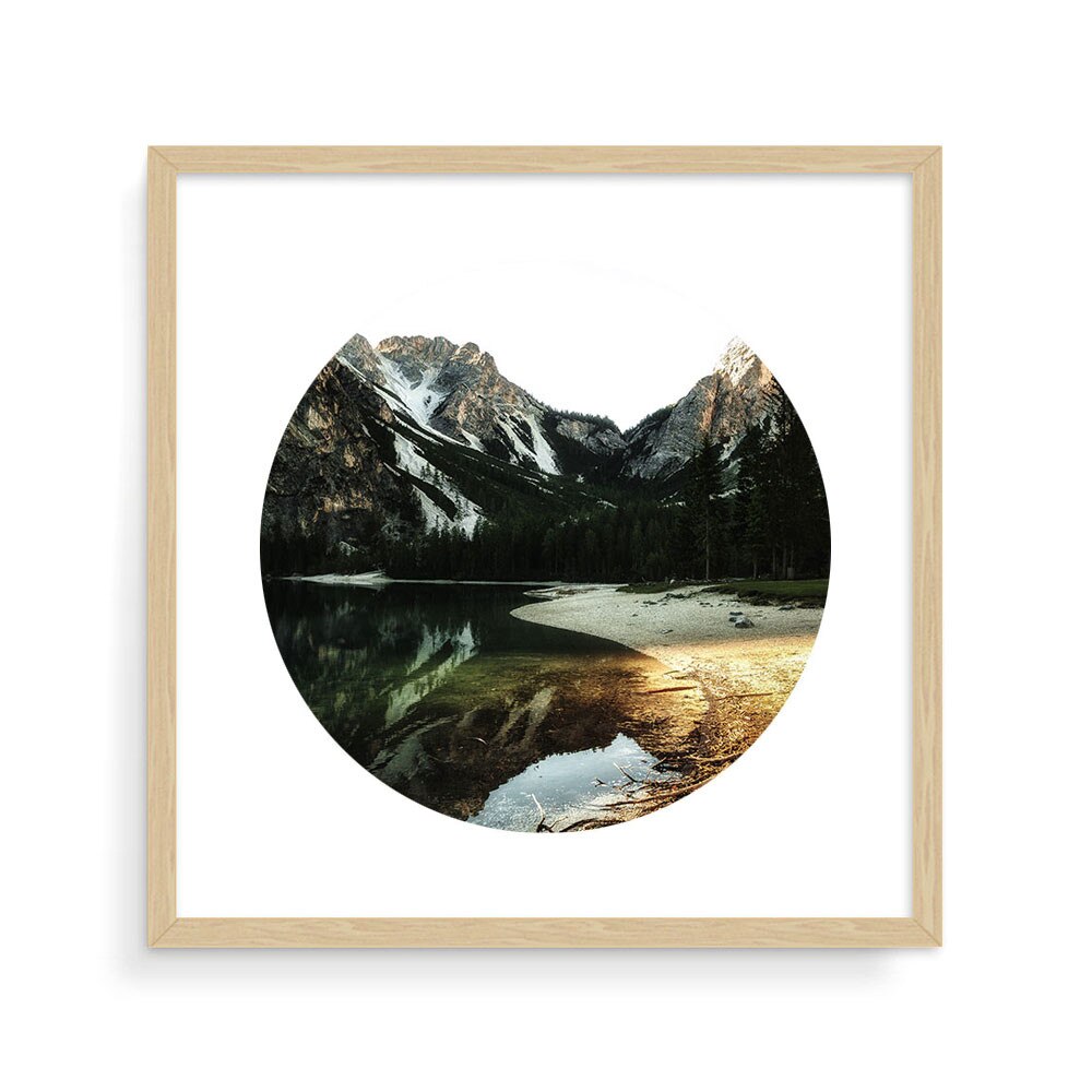 Tablou cu Rama de Lemn Natur Lac la munte la apus Peisaje Peisaje Arta ...