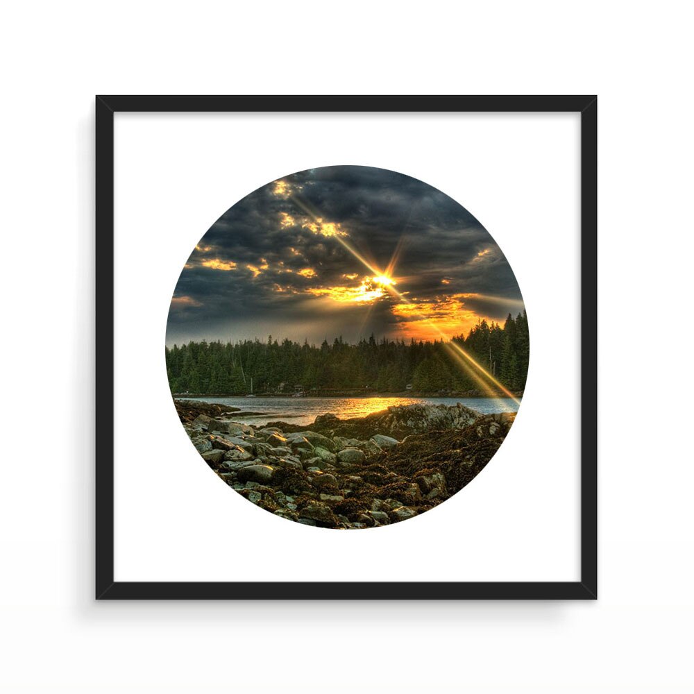 Tablou cu Rama de Lemn Neagra Stea vazuta la apus Peisaje Peisaje Arta ...