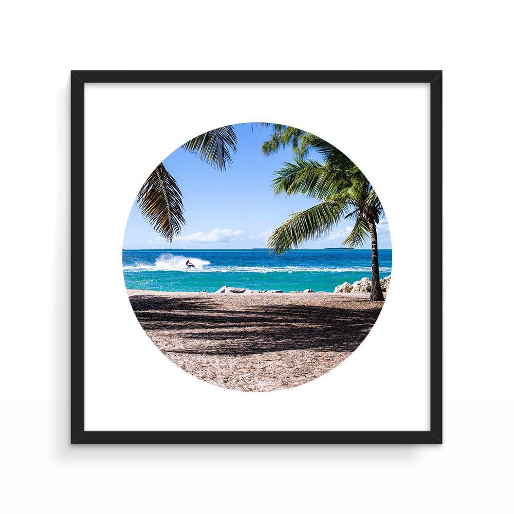 Tablou cu Rama de Lemn Neagra Palmieri pe plaja Peisaje Peisaje Arta ...