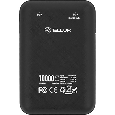 Acumulator extern Tellur 10000 mAh compacta PBC2, Negru - eMAG.ro
