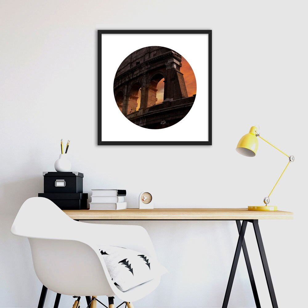Tablou cu Rama de Lemn Neagra Coloseumul din Roma si apusul Peisaje ...