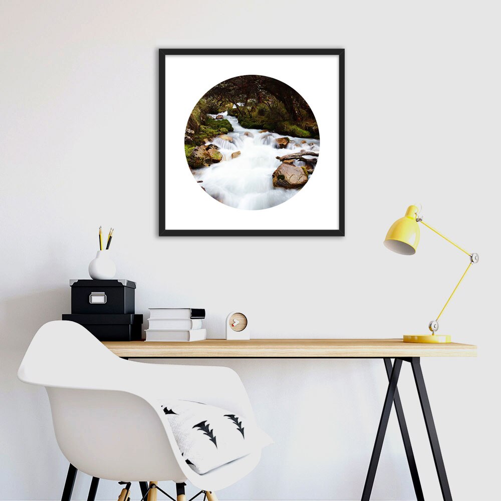 Tablou cu Rama de Lemn Neagra Peisaj de toamna cu apa curgatoare ...