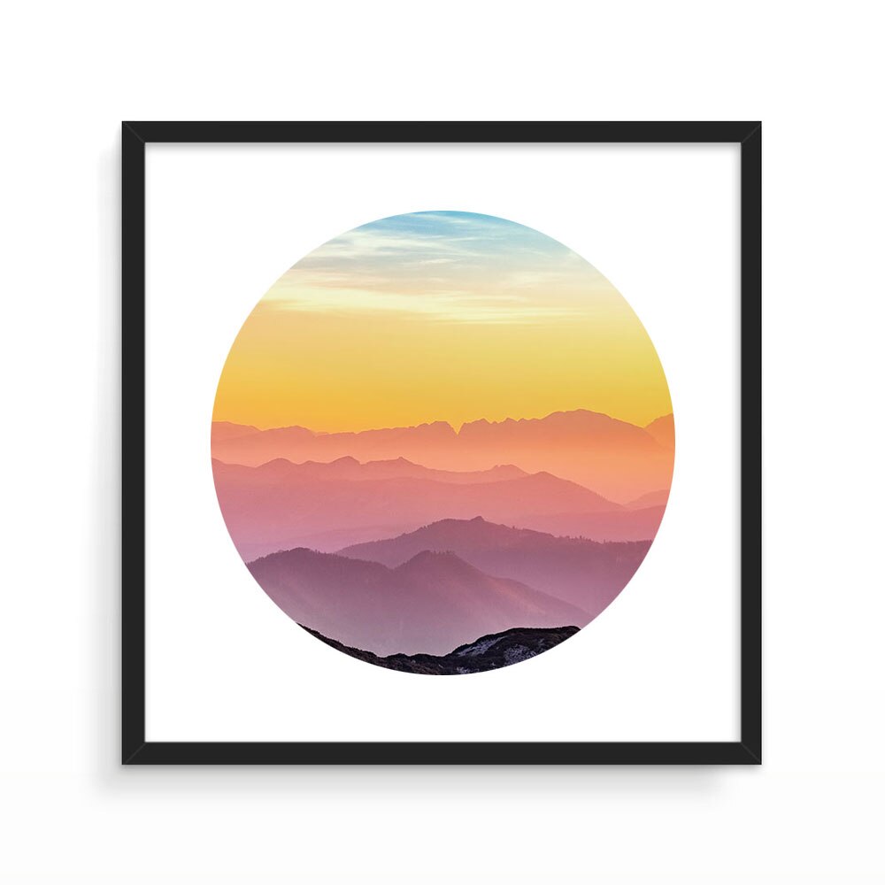Tablou cu Rama de Lemn Neagra Peisaj cu munti colorati Peisaje Peisaje ...