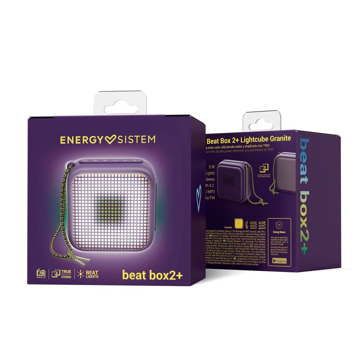 Boxa portabila Energy Beat Box 2+ Lightcube Amethyst, 5W, bluetooth ...