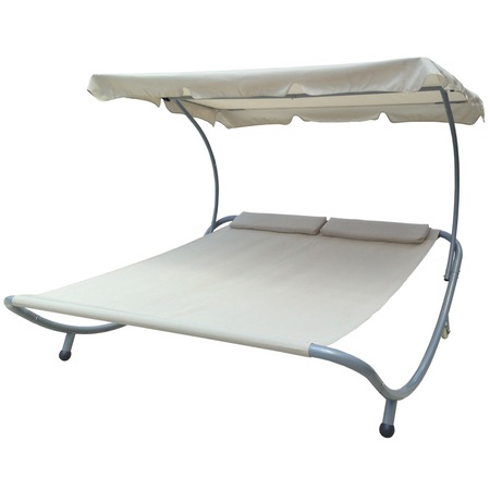 Sezlong pat dublu cu umbrela Heinner, otel/poliester, 220x202x151 cm ...