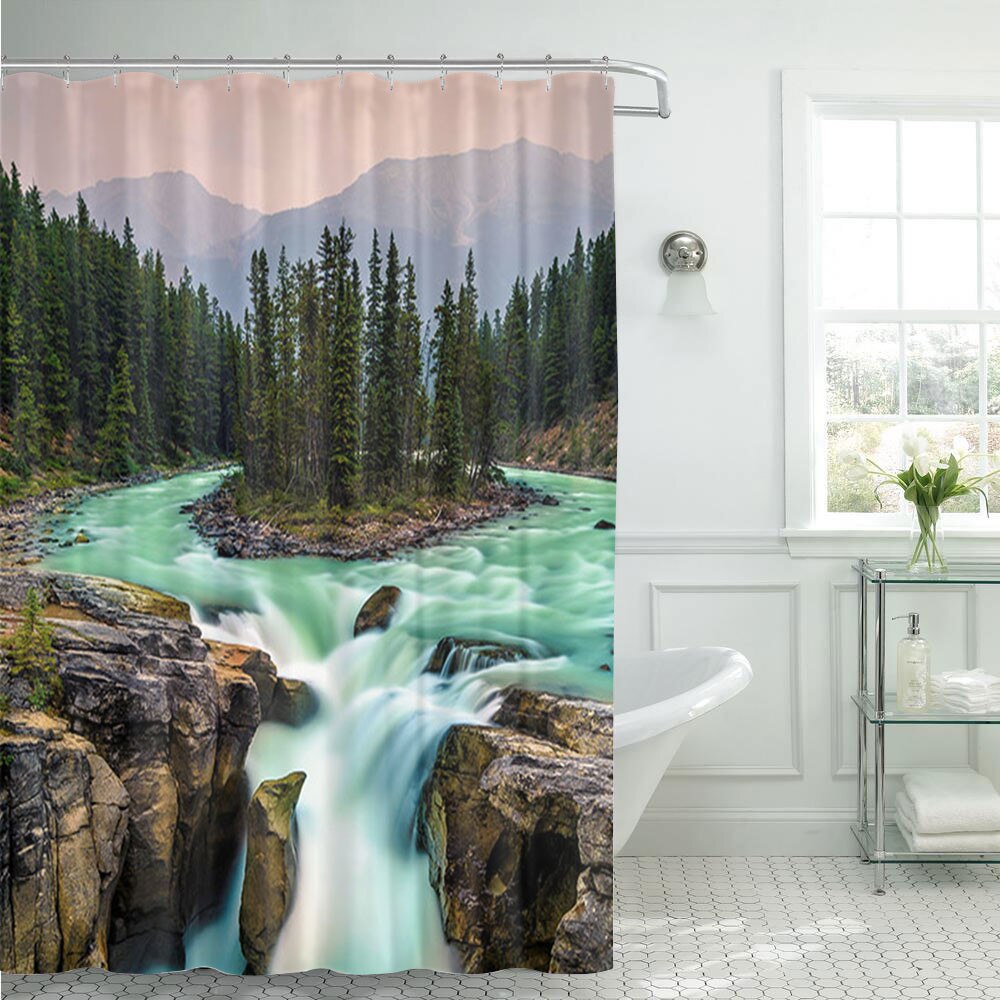 Perdea Dus, Cada pentru Baie Art Factory Brazi in mijlocul apei, Model ...