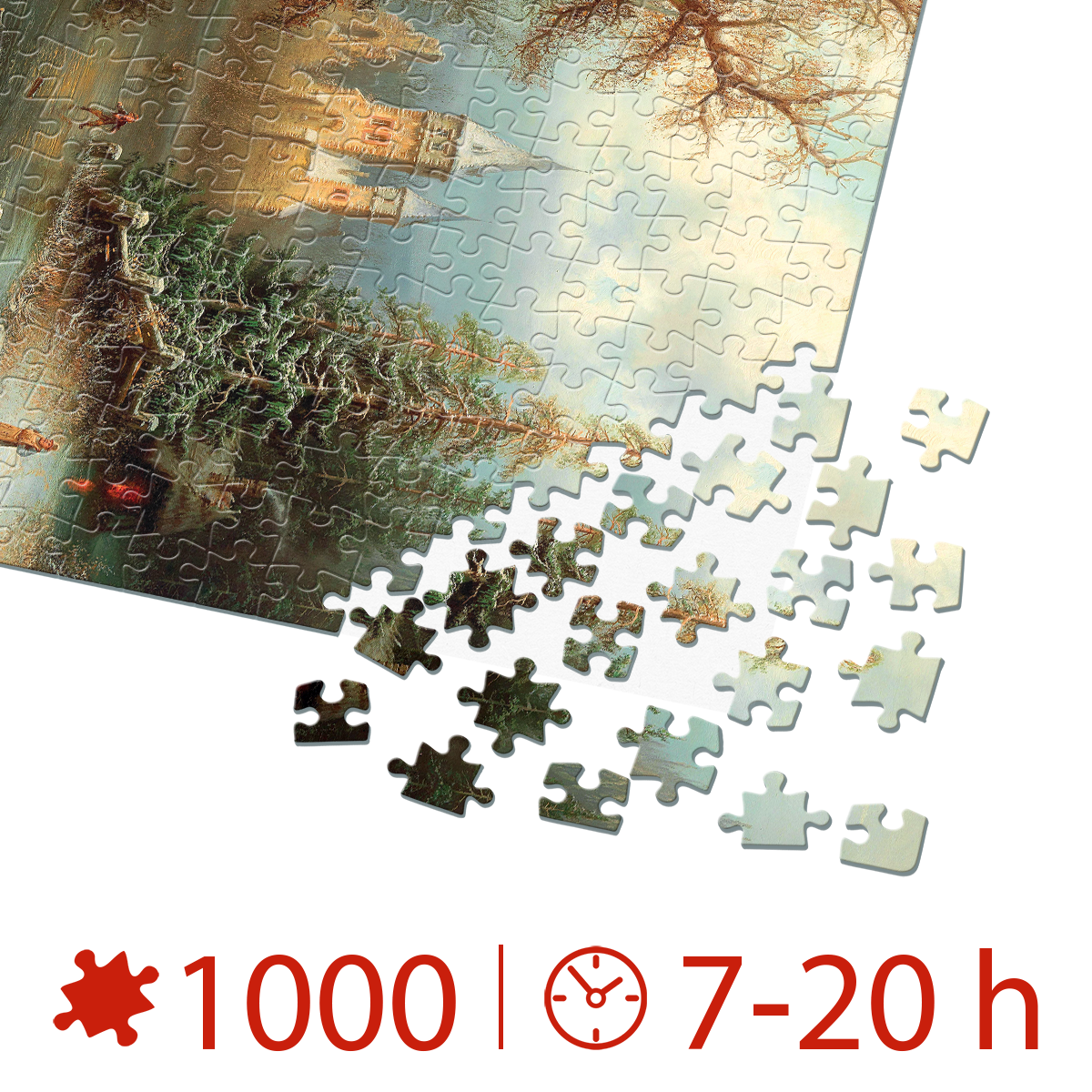 Puzzle D-Toys, Albert Bredow, Peisaj de Iarna Romantic, 1000 piese ...