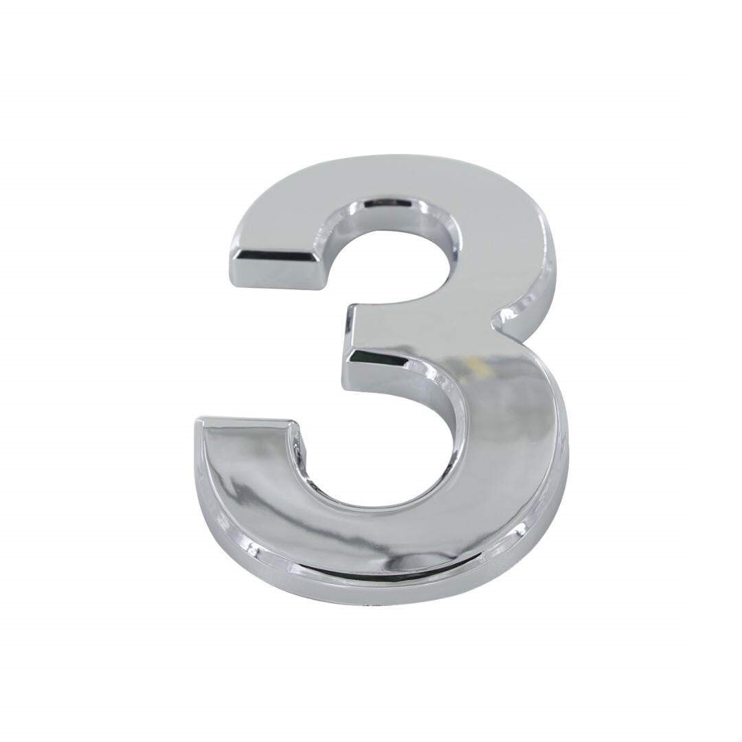 Cifra 3 Metalica din Inox pentru Usa Apartament, Poarta Casa sau ...