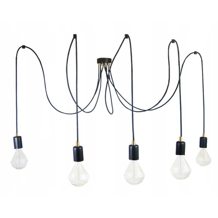 Lustra 101LIGHTS, Spider 5, Negru Mat z Mosiądzem E27 - eMAG.ro