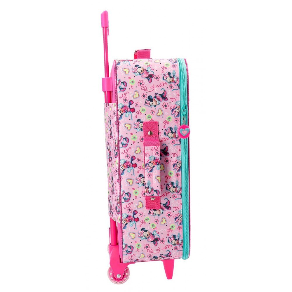 Troler textil 50 cm 2 roti Minnie Heart - eMAG.ro