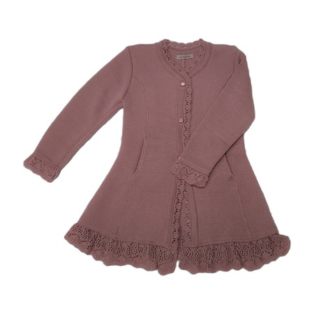 Pardesiu tricotat Roxana Roz prafuit, 122-128 cm, 7-8 ani - eMAG.ro