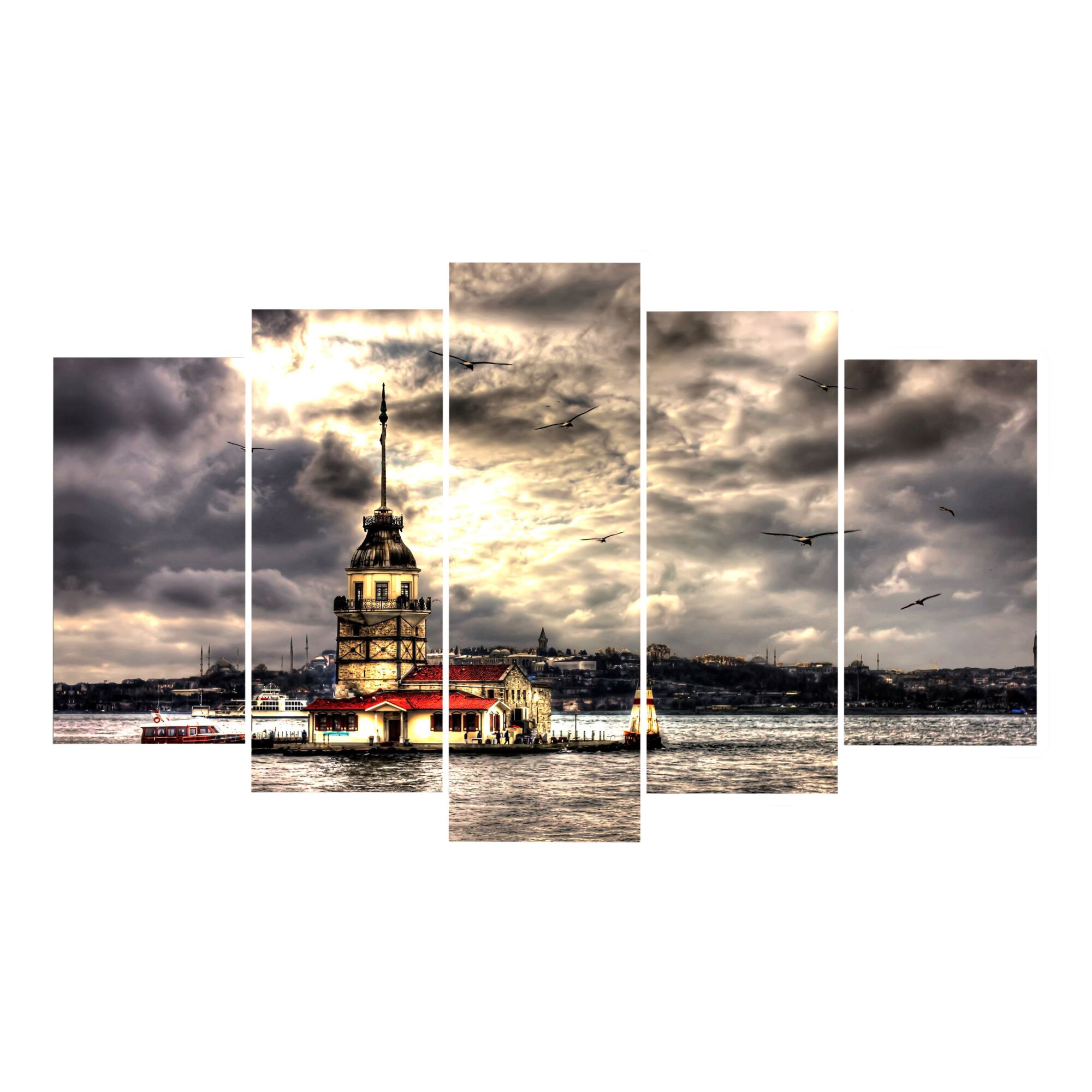 Tablou MDF 5 piese Lighthouse, 100 x 60cm, model Lighthouse - eMAG.ro
