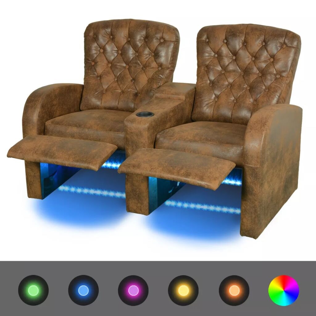 Set de 2 canapele tip fotolii rabatabile cu LED, cu 2 si 3 locuri ...