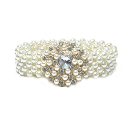 Curea cu perle, catarama cu strasuri si perle, lungime maxima 70 cm ...