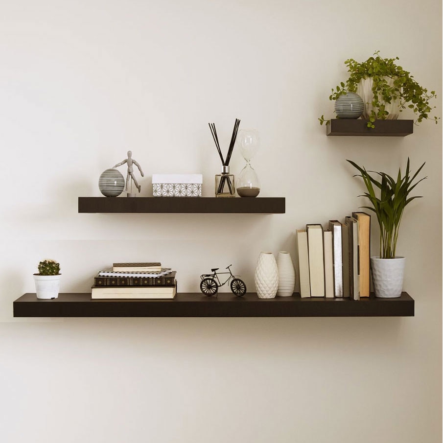 Polita de perete cu suport suspendare ascuns Arly, 80x23.5x3.8 cm, MDF ...